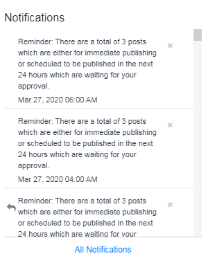Notification/Reminder of Approvals waiting – MavSocial